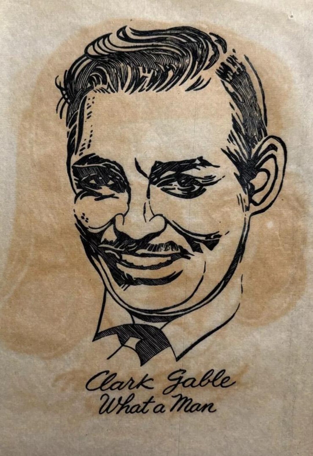 Original Vintage 1940s Clark Gable What A Man Movie Star Iron on ...