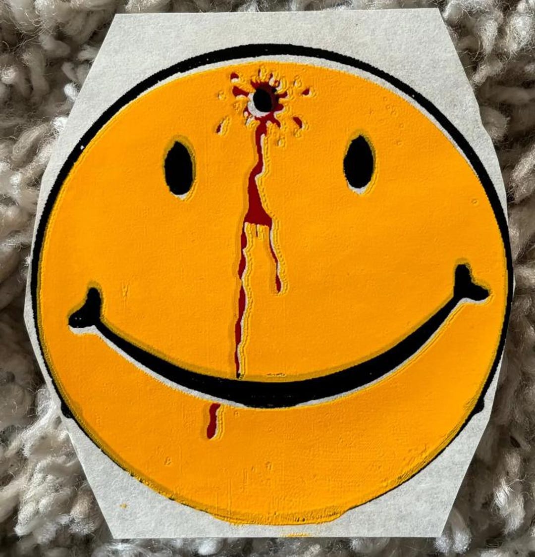 Original Vintage 1980s Smilie Smile Happy Smiley Face Gun Shot Wound ...