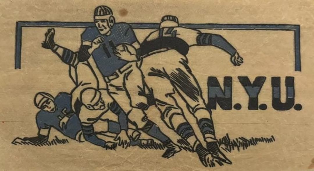 Original Vintage Antique 1940s NYU New York University Football Mini ...