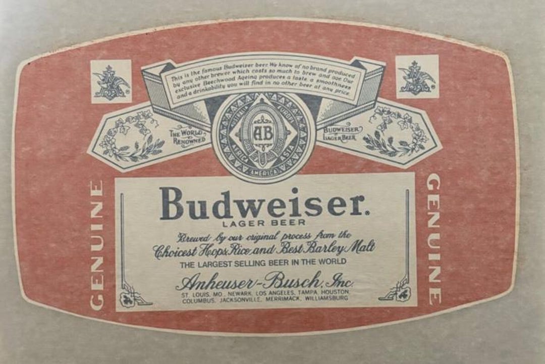 Original Vintage 70s Budweiser Beer Label Iron on Transfer - Etsy