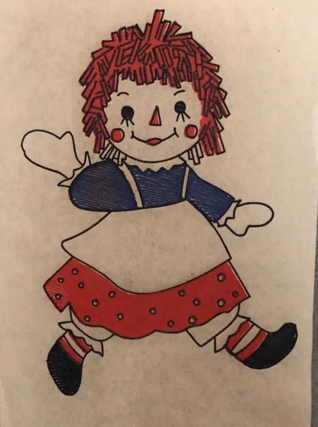 Original Antique 1950s Raggedy Ann Mini Iron on Transfer Rag Doll - Etsy