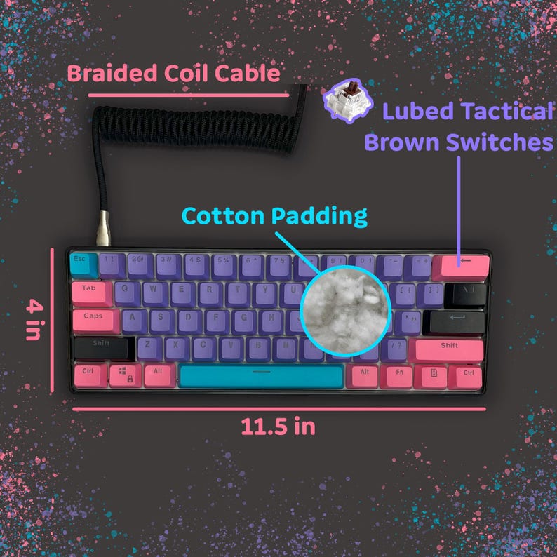 Refurbished Tropical-berry Keyboard 60%, Purple, Pink, Blue, Black - Etsy