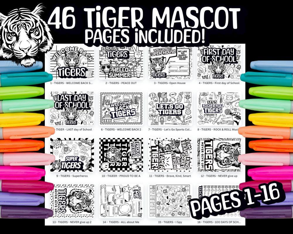 School Mascot Coloring Pages | Fundraiser & PTO Printable | 8.5x11 Easy ...