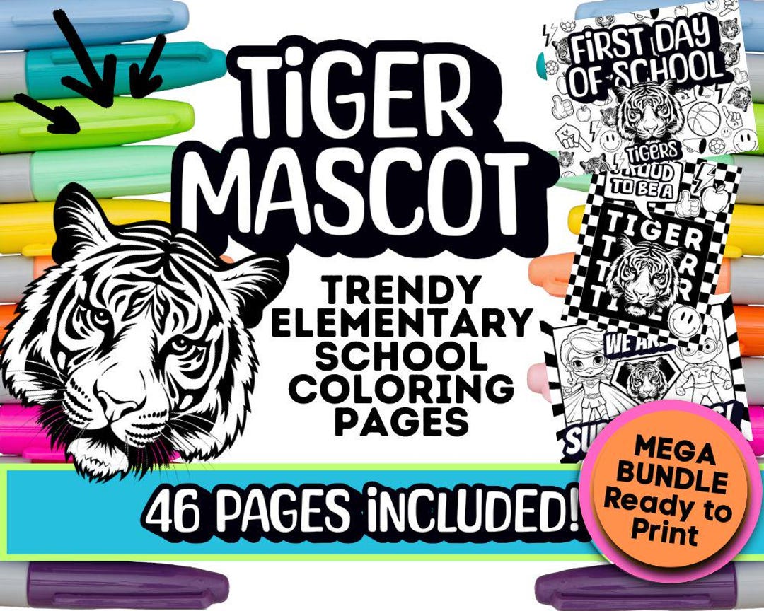 Tiger Mascot Coloring Pages | School Events, Holidays (instant PDF) - Etsy