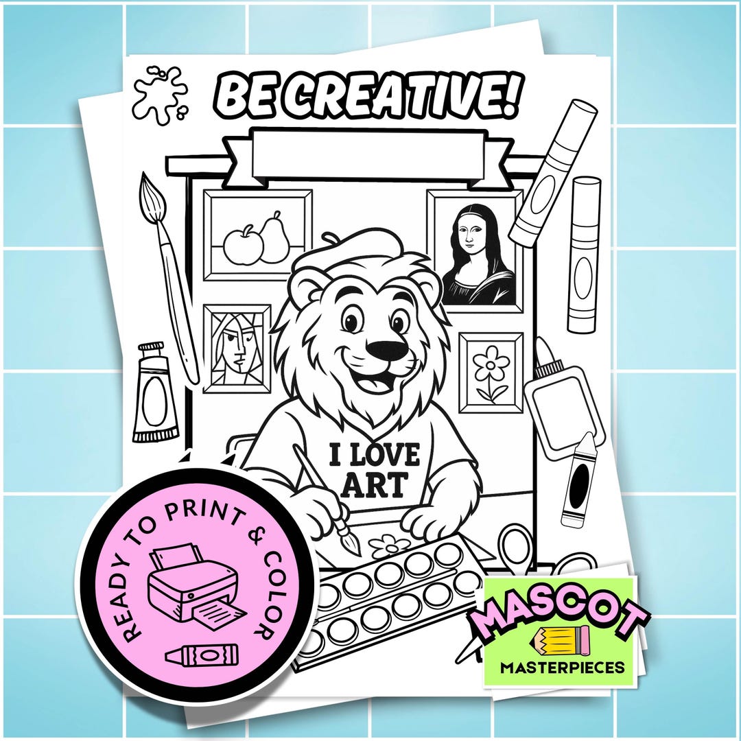 Lion Clipart I Art Class Coloring Sheet | School Mascot Printable ...