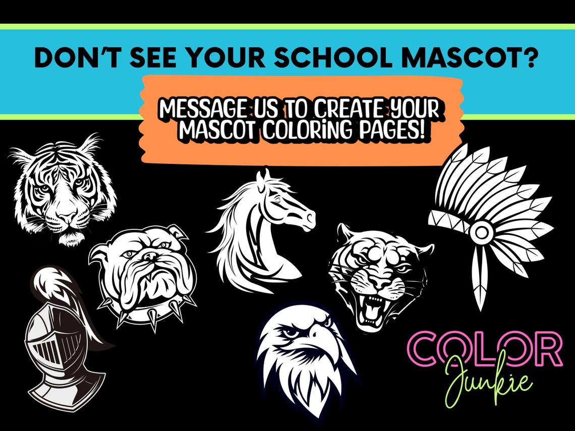 Wildcats Mascot Coloring Pages | 46-page School Activity Bundle ...
