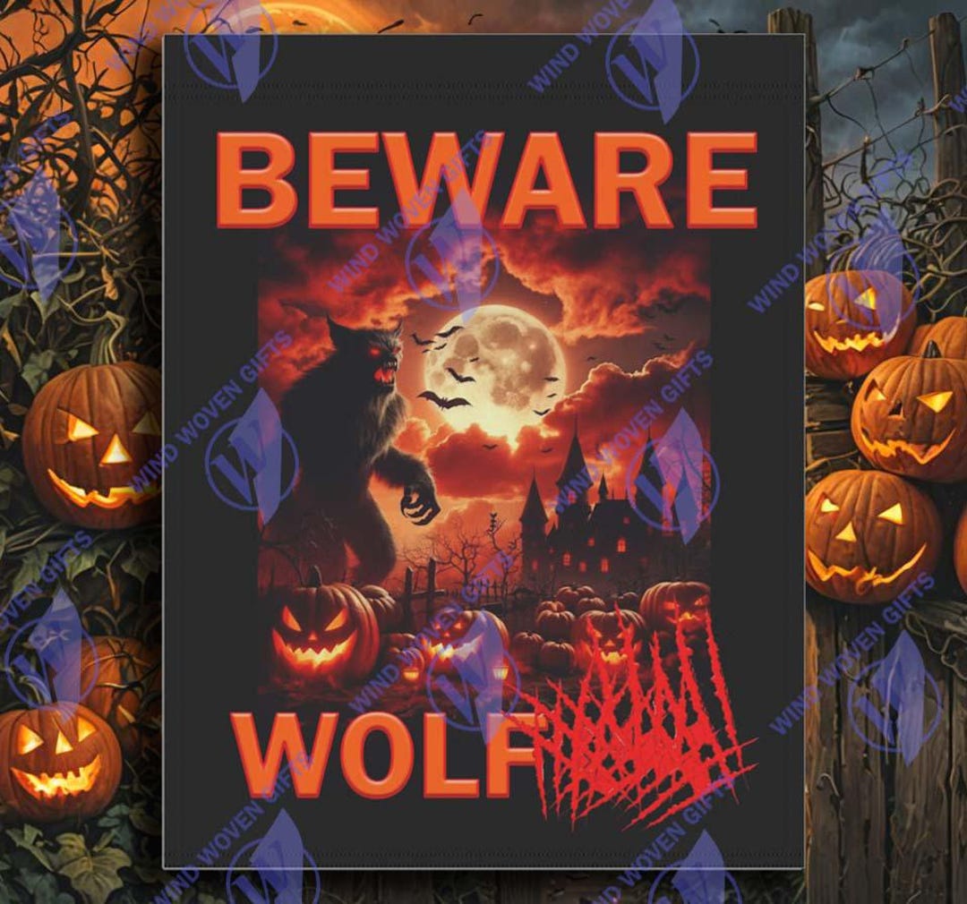 Beware Wolf Garden Banner - Etsy