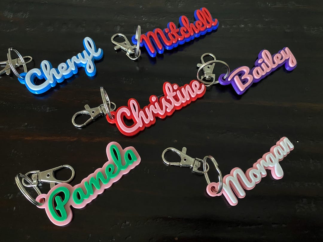 Custom 3D Printed Name Keychains / Bag Tags With Swivel Lobster Claw ...