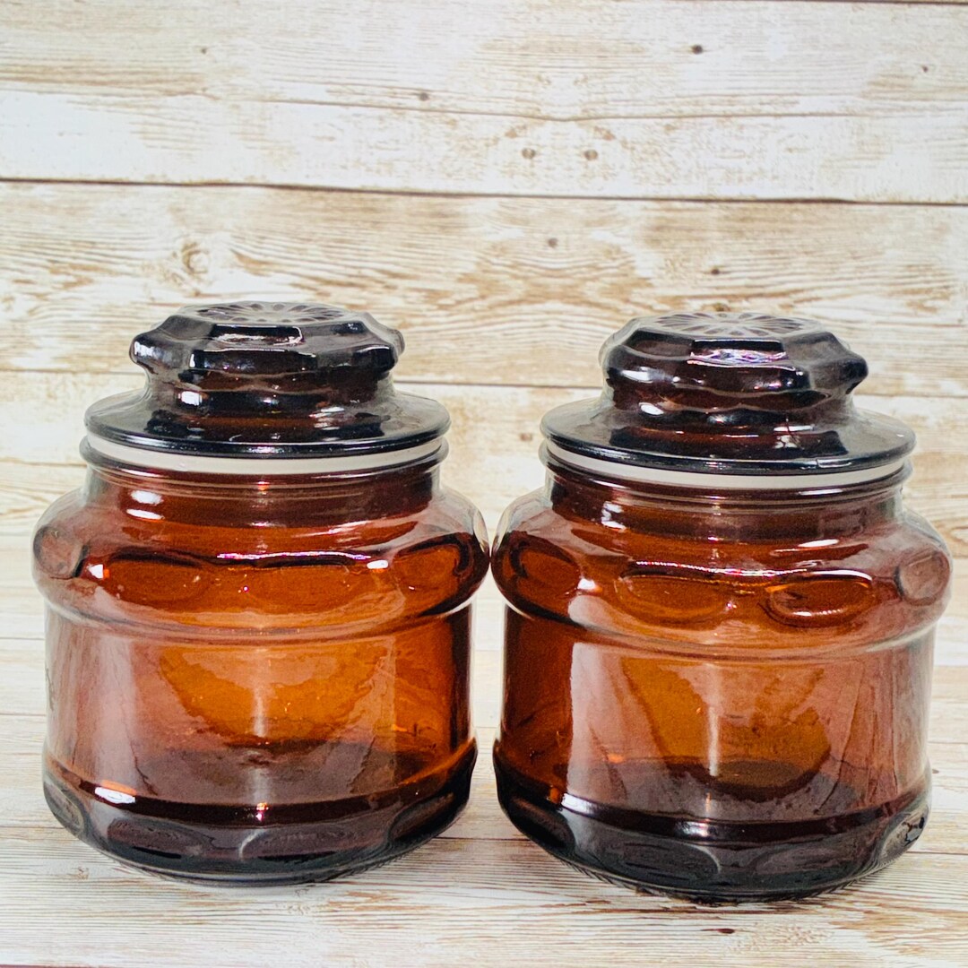 Vintage Cremora Dark Amber Glass Apothecary Jar Starburst With Lid ...