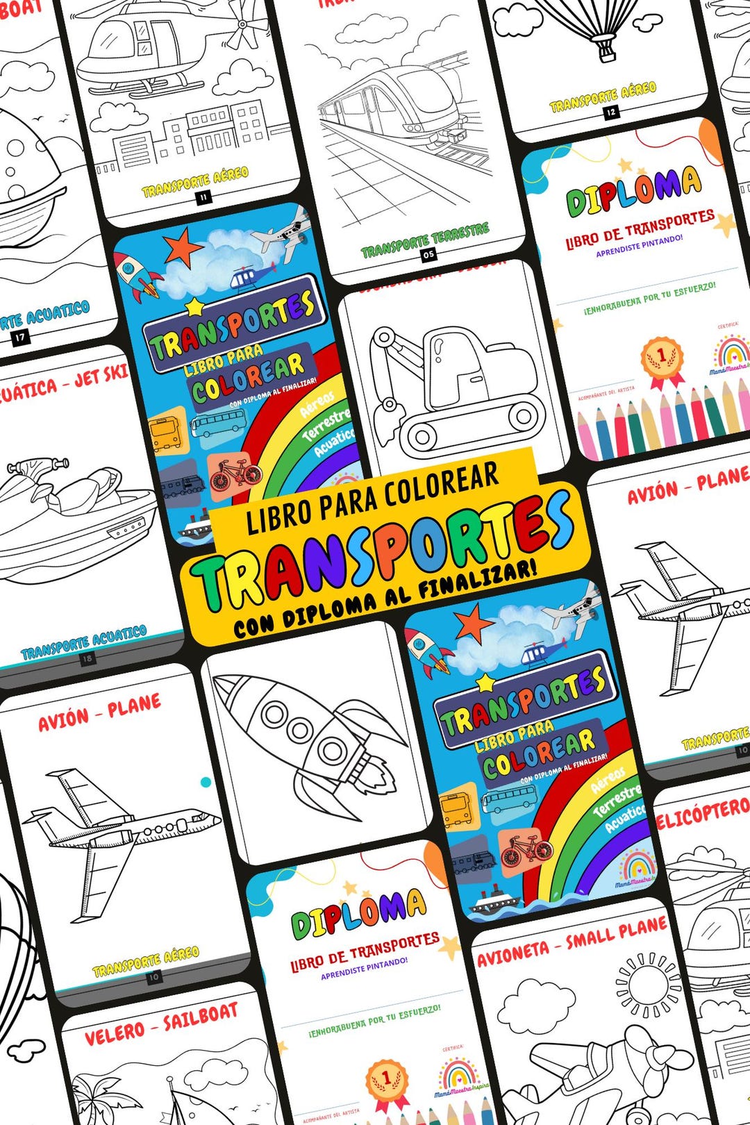 Libro Para Pintar medios De Transportes - Etsy