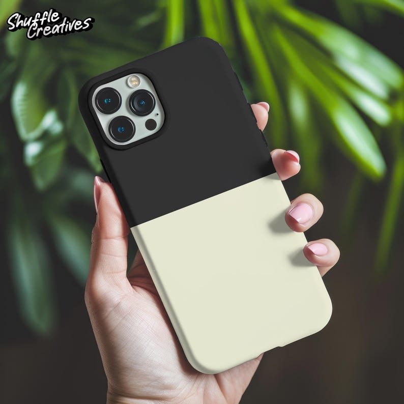 Two-tone Matte Black and Cream Phone Case - Premium Tough Case for ...