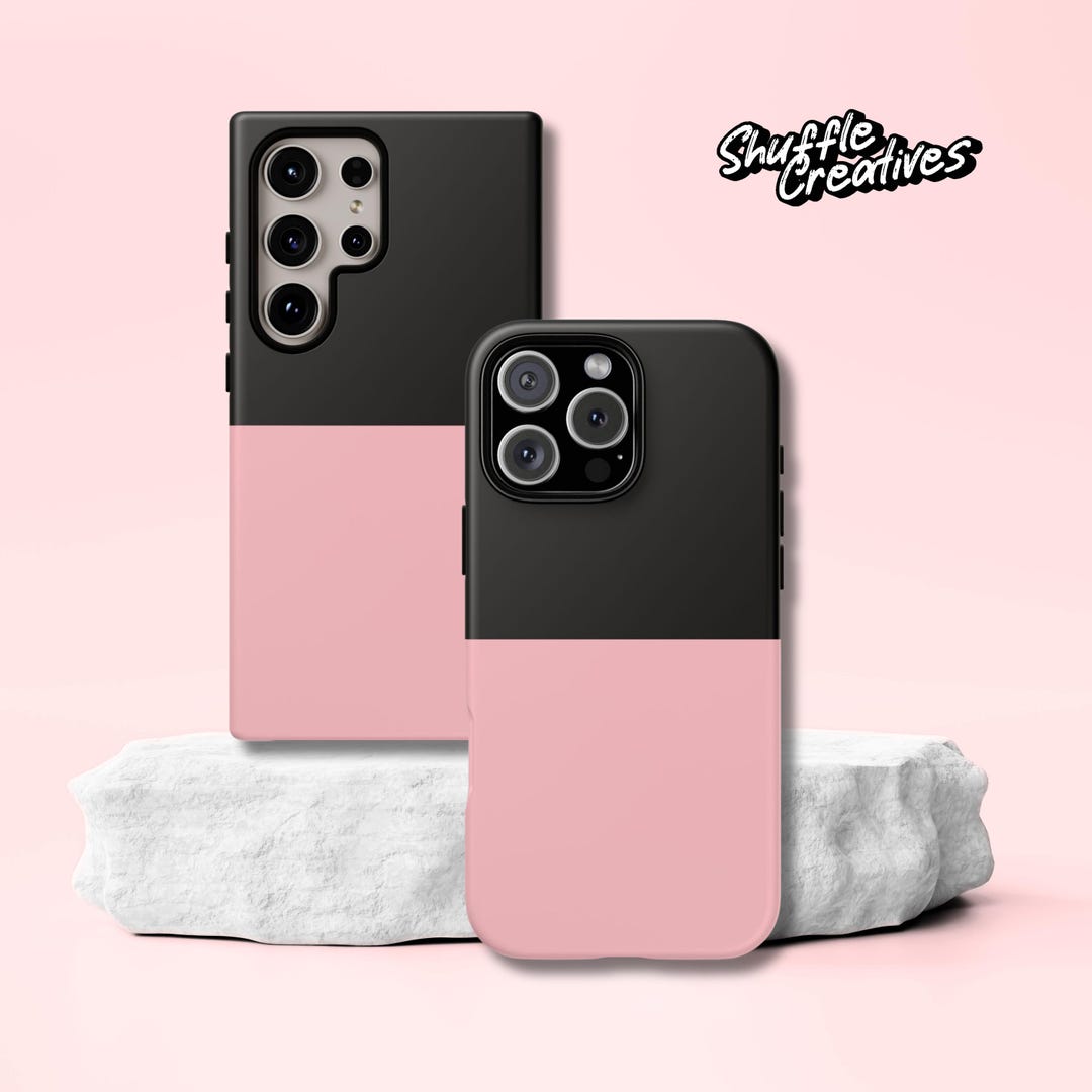 Two-tone Matte Black and Pink Phone Case - Premium Tough Case for ...