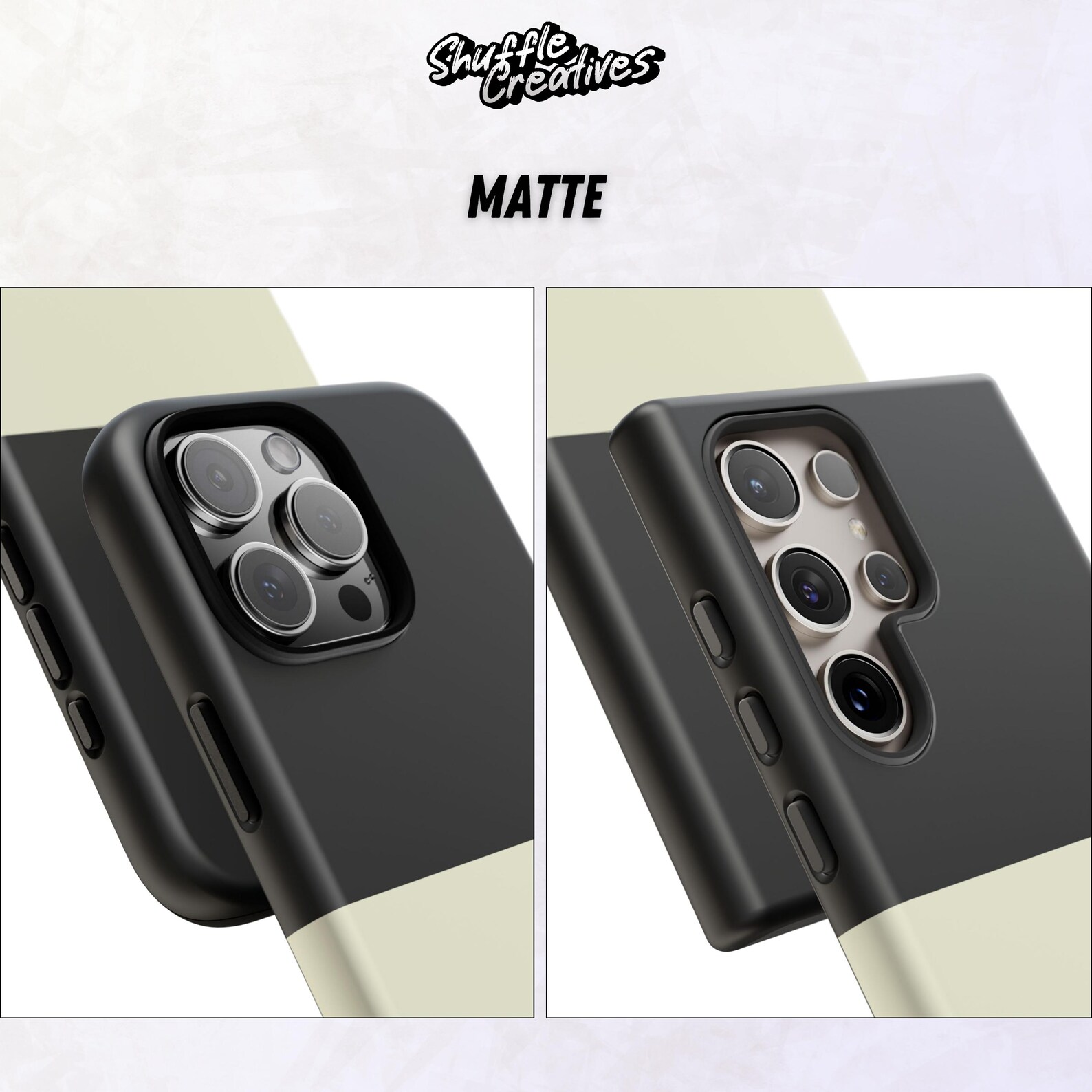 Two-tone Matte Black and Cream Phone Case - Premium Tough Case for ...