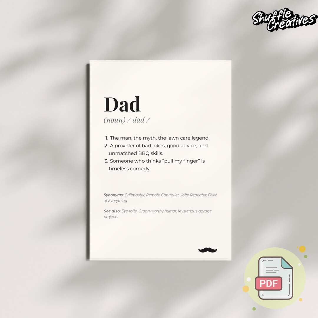 Funny Dad Definition Wall Art Printable – Funny Dad Print, Digital Dad ...