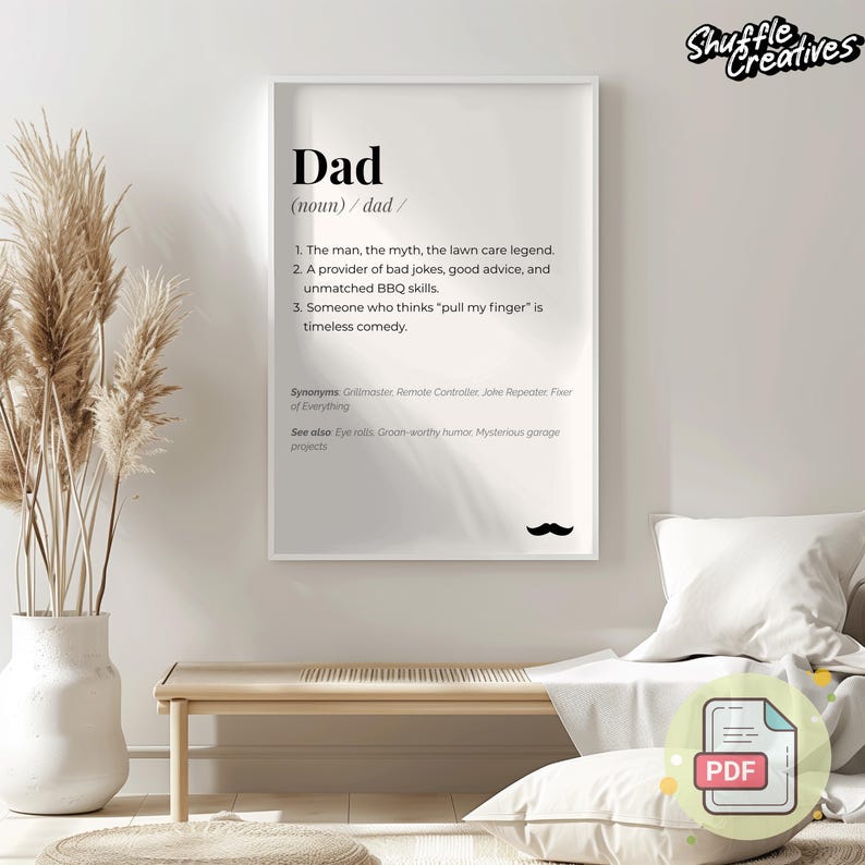 Funny Dad Definition Wall Art Printable – Funny Dad Print, Digital Dad ...