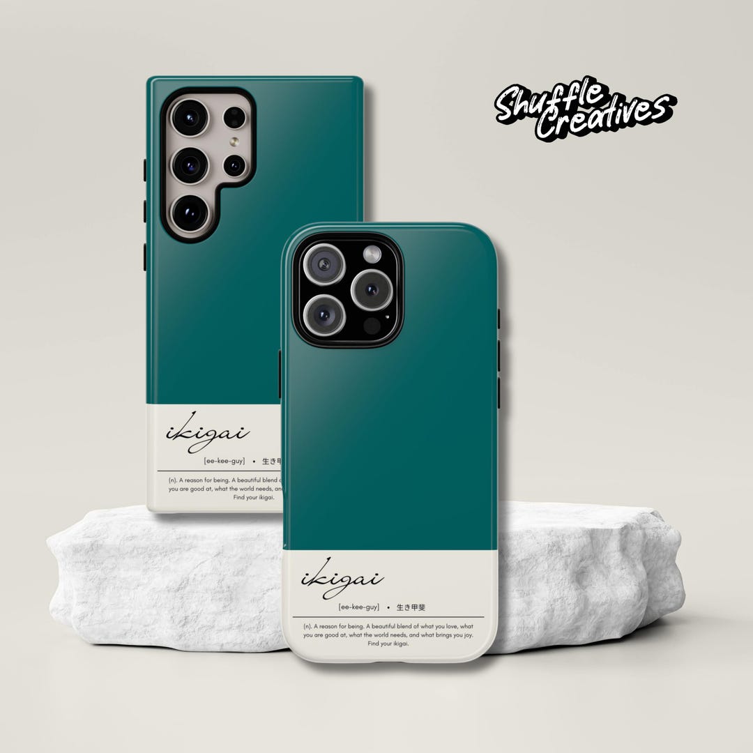 Ikigai Teal Phone Case - Premium Tough Case for iPhone 16/15/14/13 ...