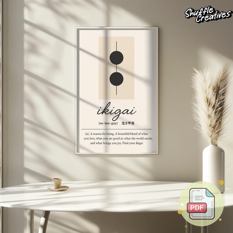 Ikigai Digital Wall Art Printable, Minimalist Japanese Philosophy ...