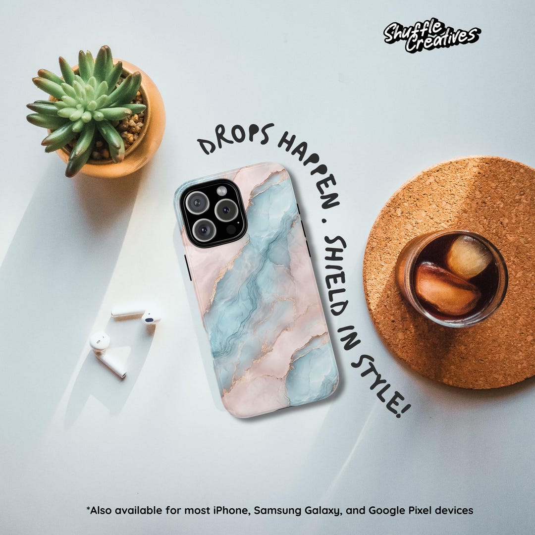 Luxury Pastel Marble Pattern Phone Case for iPhone 16, 15, 14, 13 Pro ...