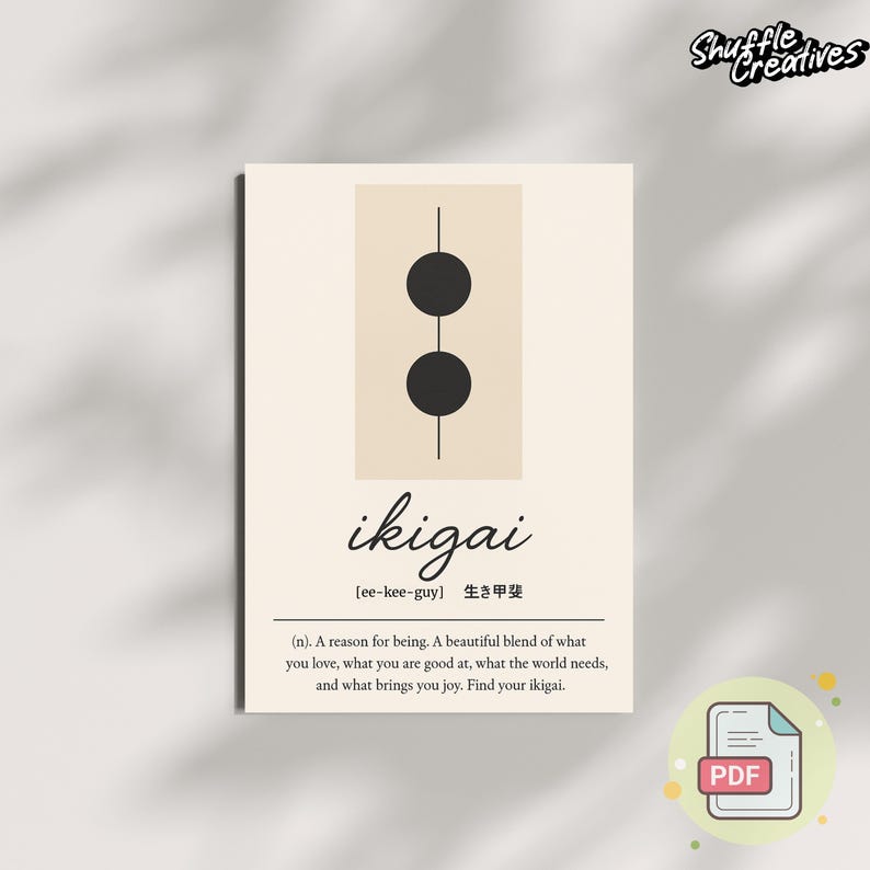 Ikigai Digital Wall Art Printable, Minimalist Japanese Philosophy ...