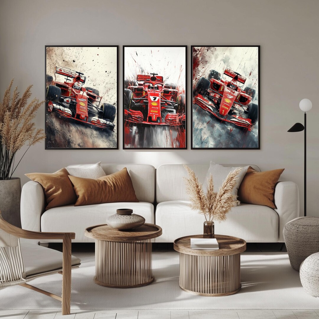 Formula 1 Wall Art, Set of 3 Formula One Posters, Artistic F1 Wall Art ...