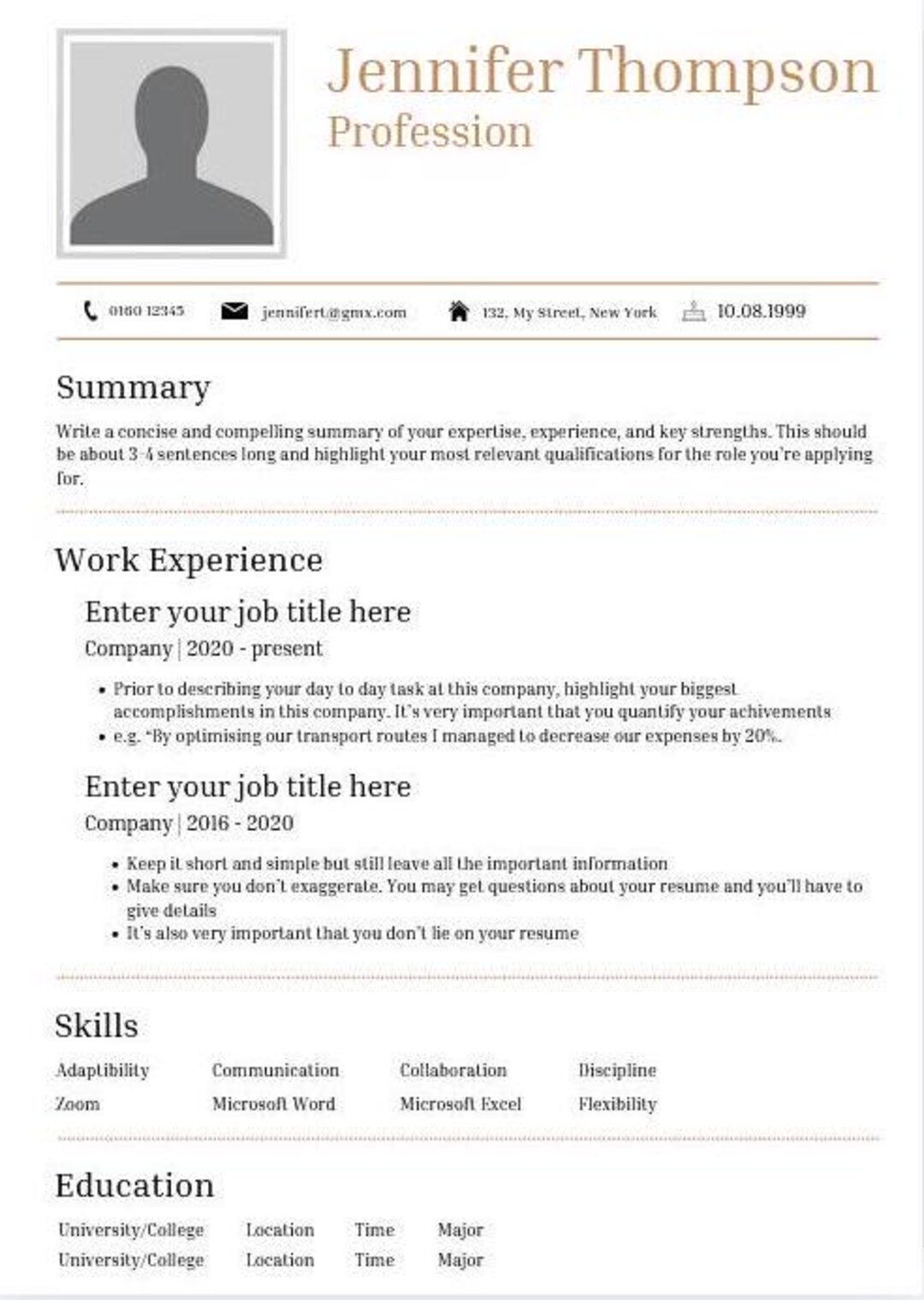 Resume Template, Simple Resume Template, Resume Template English ...