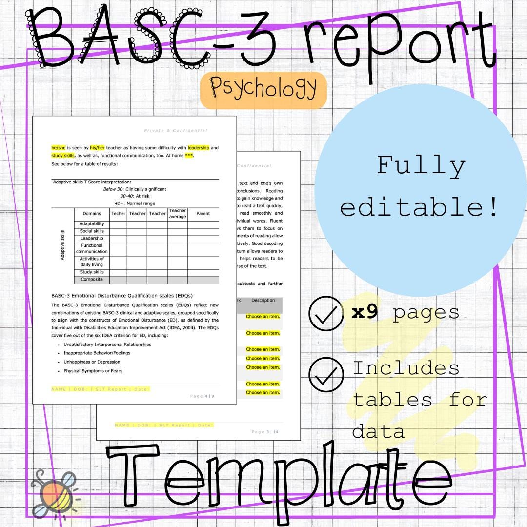 BASC-3 Behavior Assessment System for Children Report Template Clinical ...