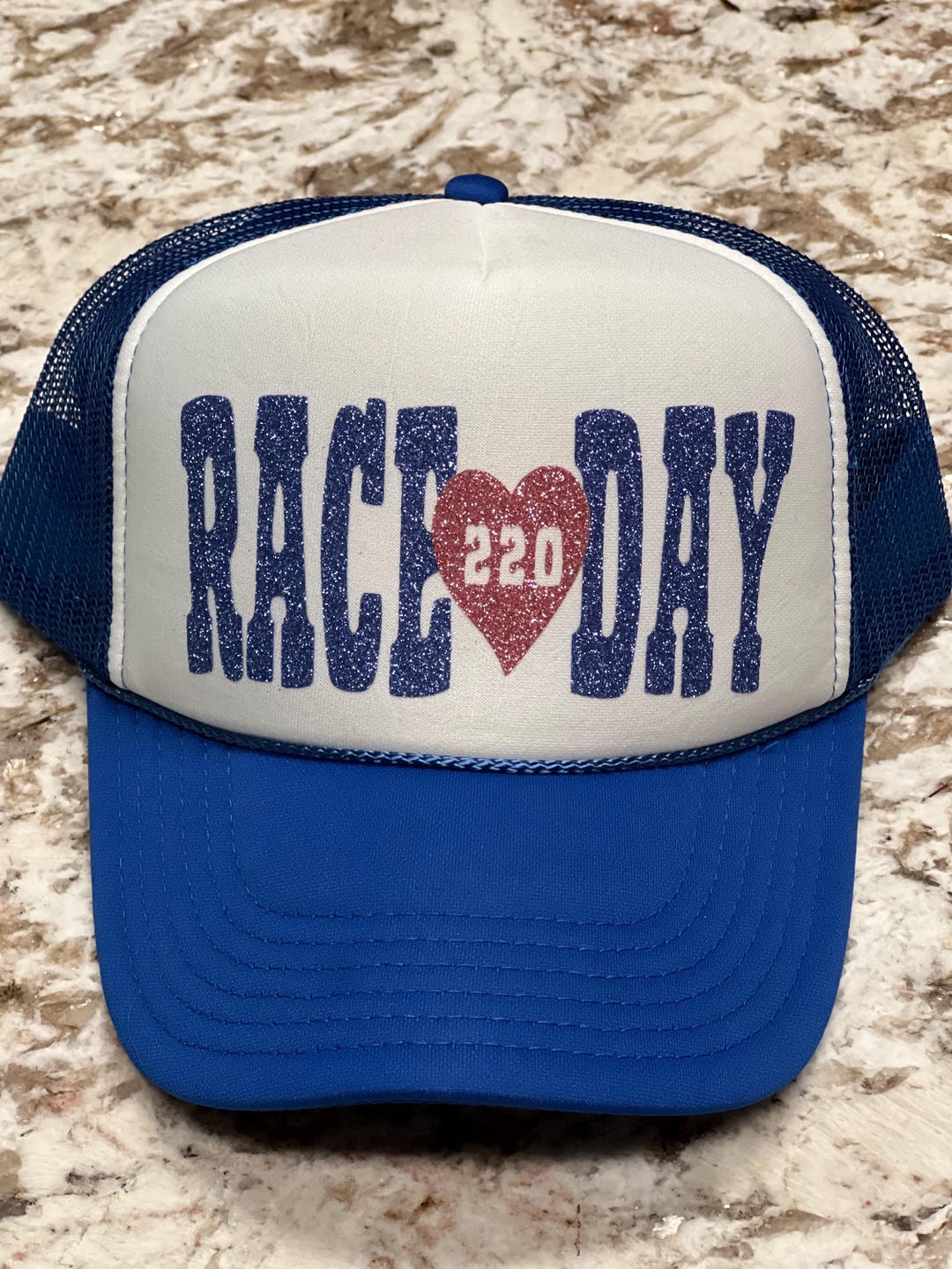 Race Day With Heart Trucker Hat. Personalized With Racers Number ...