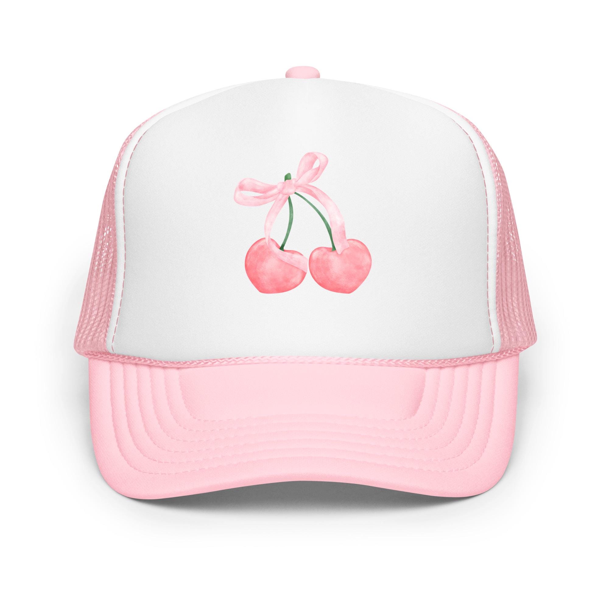 Cherry Hat, Cherries Hat, Coquette Bow, Coquette Hats, Pink Trucker Hat, Coquette, OTTO Trucker ...