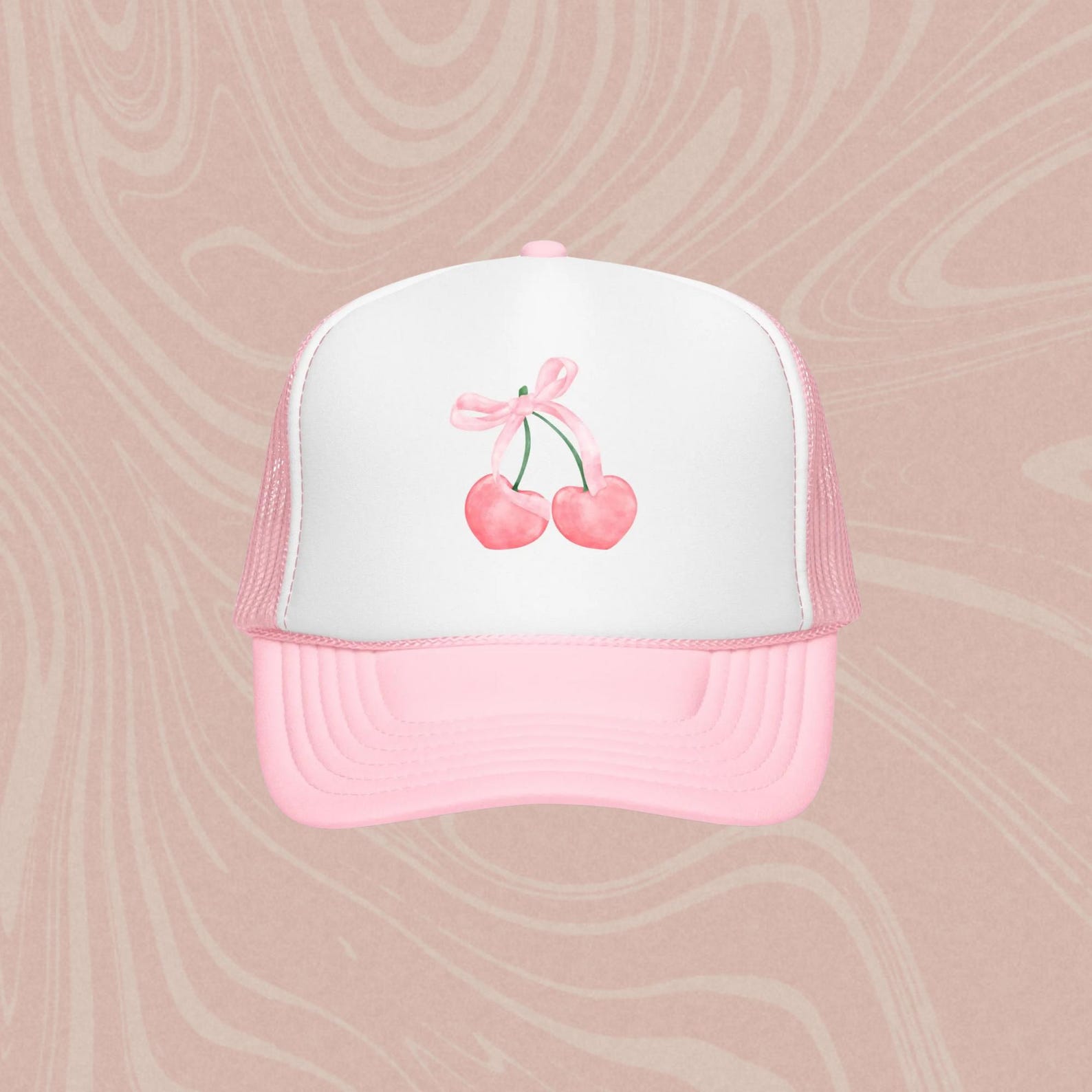 Cherry Hat, Cherries Hat, Coquette Bow, Coquette Hats, Pink Trucker Hat, Coquette, OTTO Trucker ...