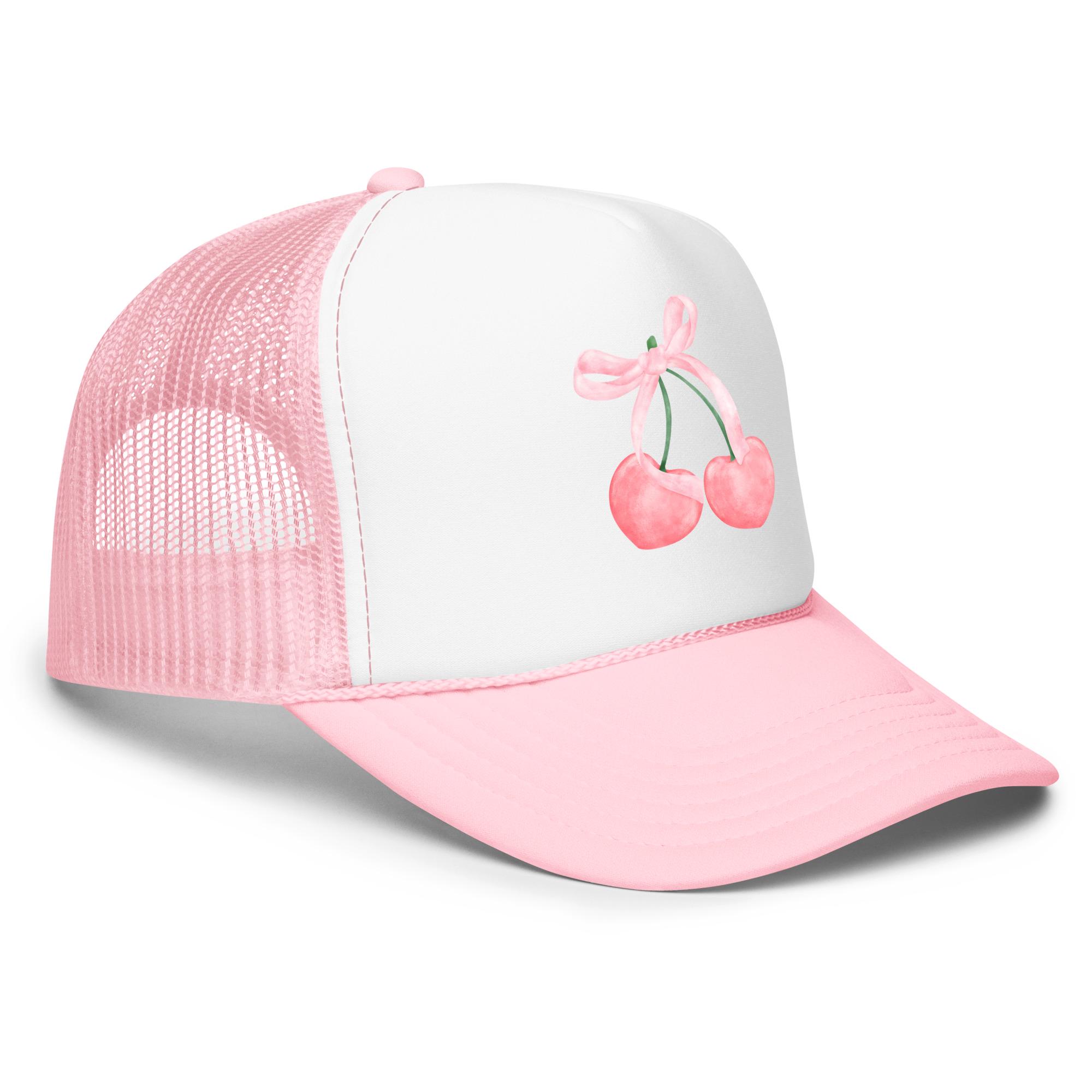 Cherry Hat, Cherries Hat, Coquette Bow, Coquette Hats, Pink Trucker Hat, Coquette, OTTO Trucker ...