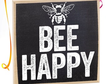 Bee Happy Wood Sign | Etsy