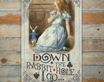 Down the Rabbit Hole Metal Wall Hanging Sign - Etsy