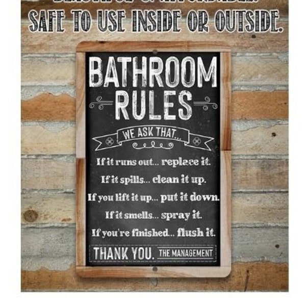 Bathroom Rules Sign - Etsy