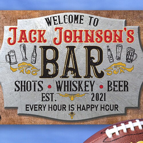 Personalized Rustic Barn Wood Look Bar Shed Metal Sign 8 X 12 | Etsy