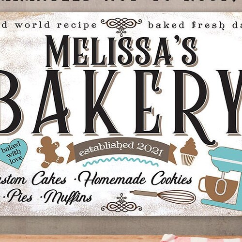 Tin Personalized Bakery Sign 8 X 12 or - Etsy