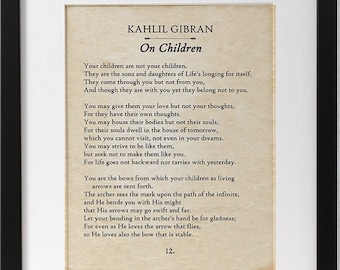 On Children Poem by Kahlil Gibran Quote the Prophet Home - Etsy