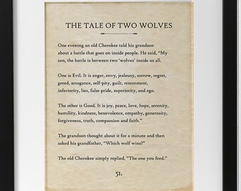 Cherokee Legend Two Wolves Quote used in Tomorrowland - Etsy