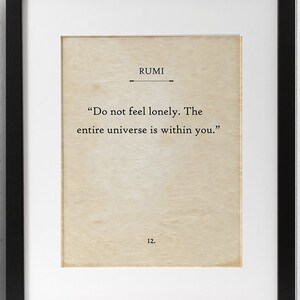 Rumi Do Not Feel Lonely 11x14 Unframed Typography Book - Etsy