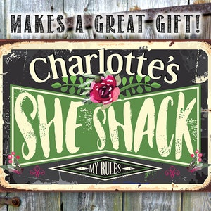 Personalized Metal Sign She Shack Tin Use Indoor/outdoor 8x12 or 12x18 ...
