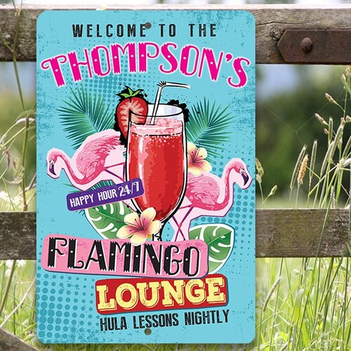 Tin Personalized Flamingo Lounge Metal Sign 8x12/12x18 - Etsy