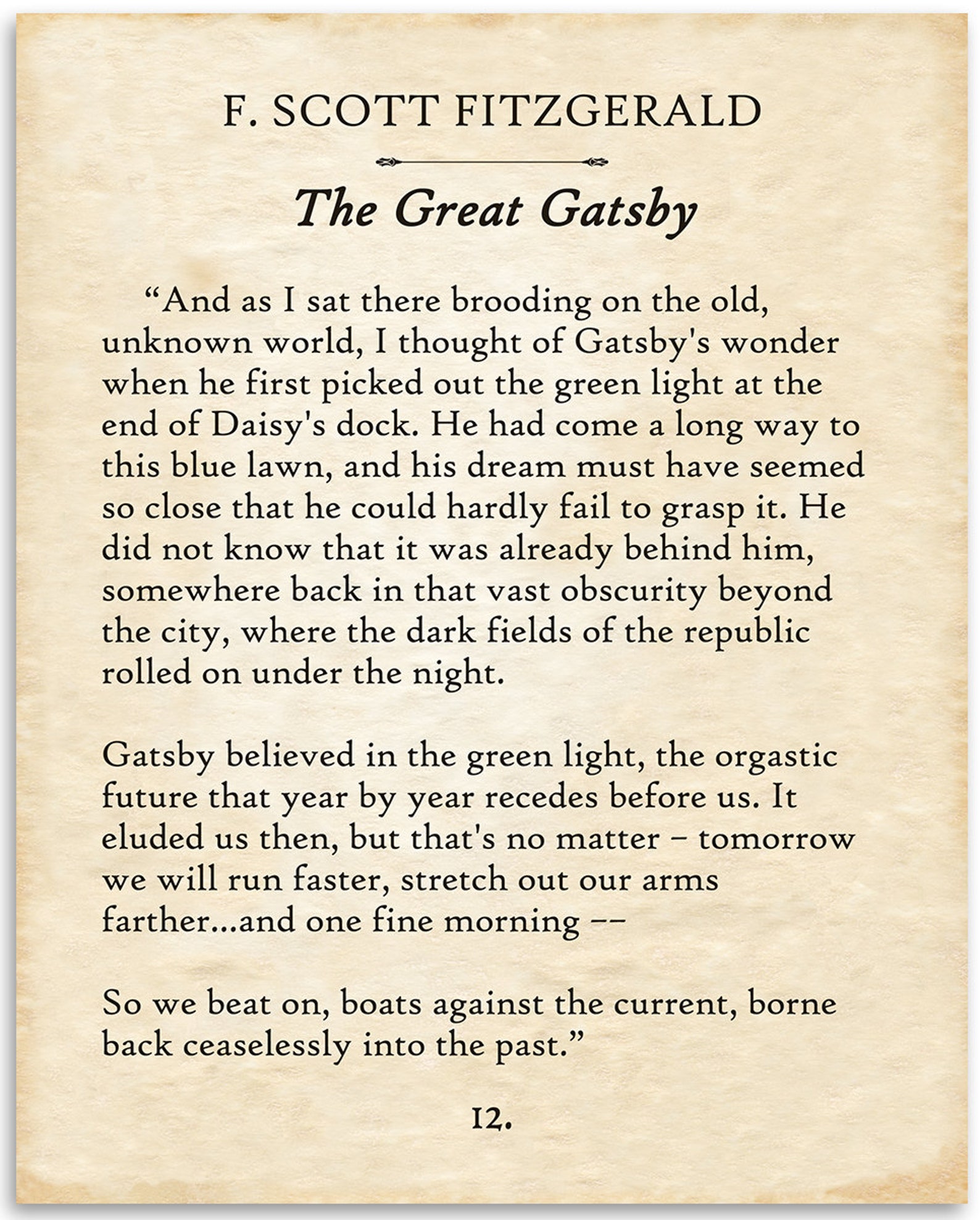 F. Scott Fitzgerald The Great Gatsby 11x14 Unframed Book - Etsy.de