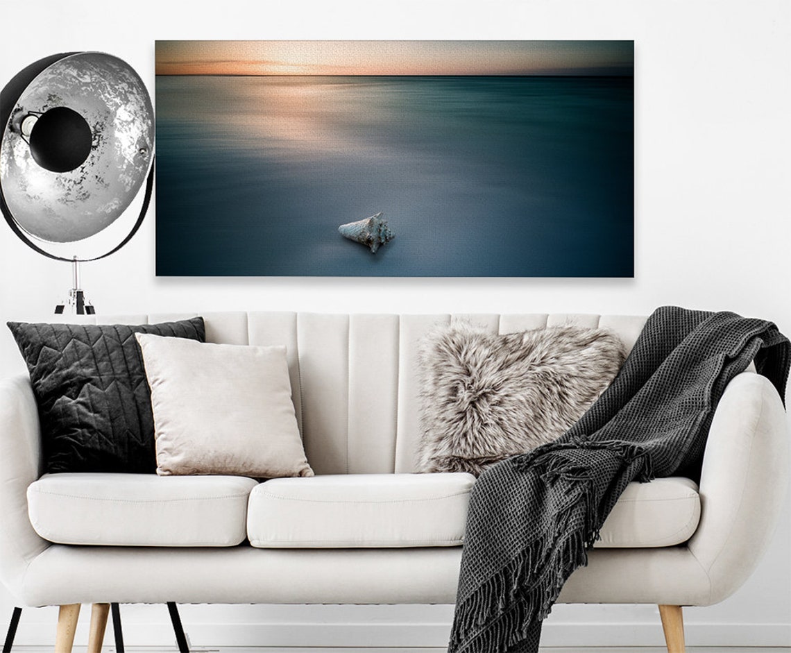 Large Canvas Wall Art Beach Shell Stretched on a Heavy - Etsy