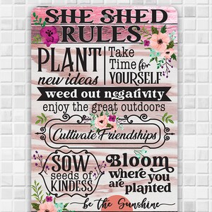 She Shed Rules 8 X 12 or 12 X 18 Aluminum Tin Awesome Metal Poster - Etsy