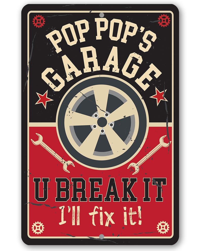 Tin Metal Sign Pop Pop's Garage 8x12 or - Etsy