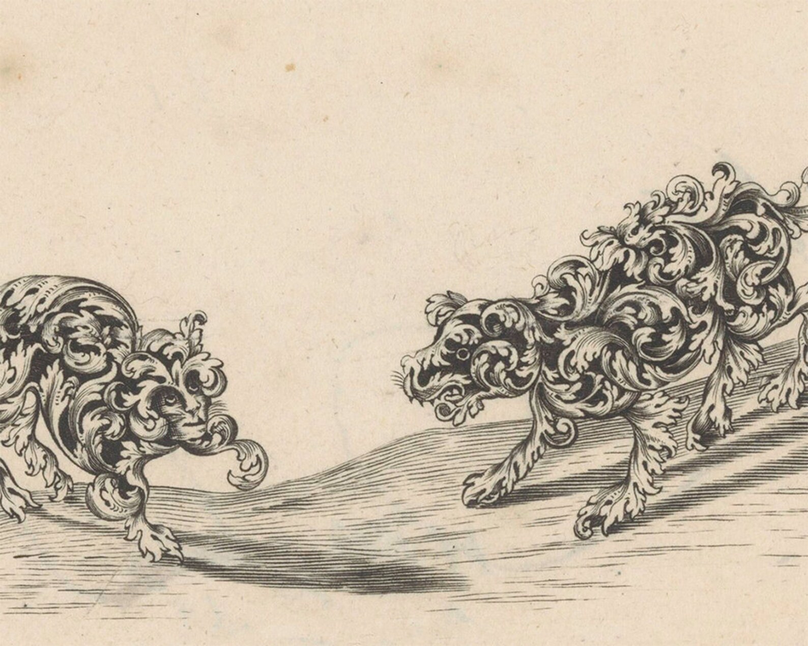 Filigree Calligraphy Dog and Cat Fighting Drawing Download | Etsy