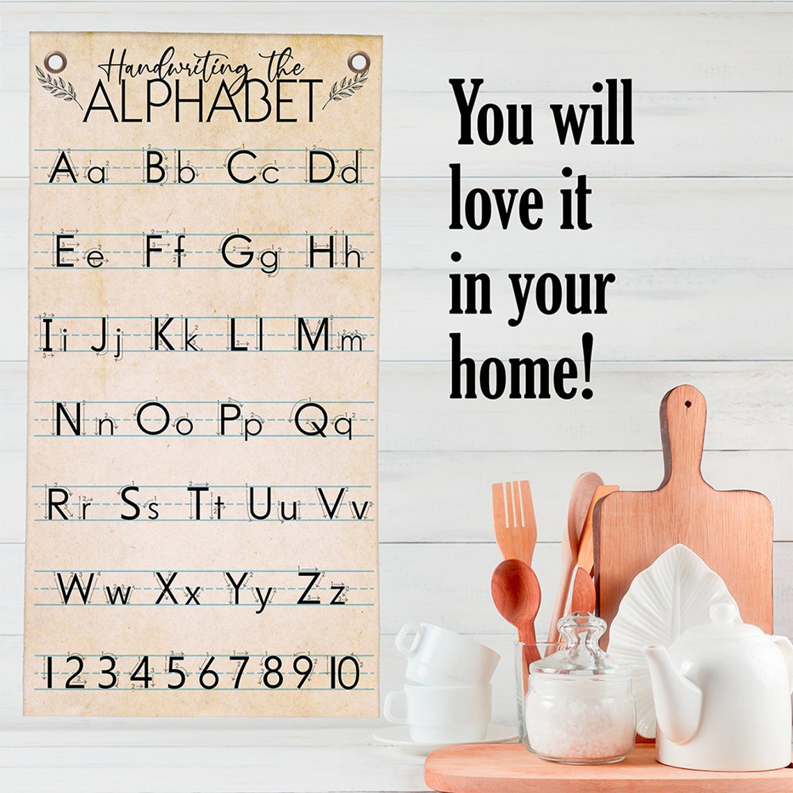 Canvas Wall Scroll Handwriting the Alphabet 16 X | Etsy