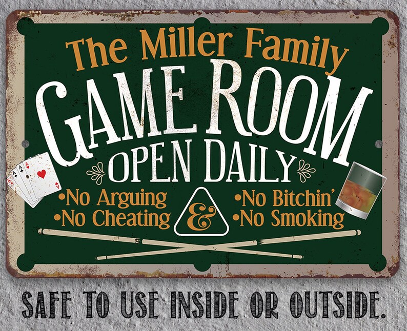 Tin Personalized Game Room Sign-8x12 or - Etsy