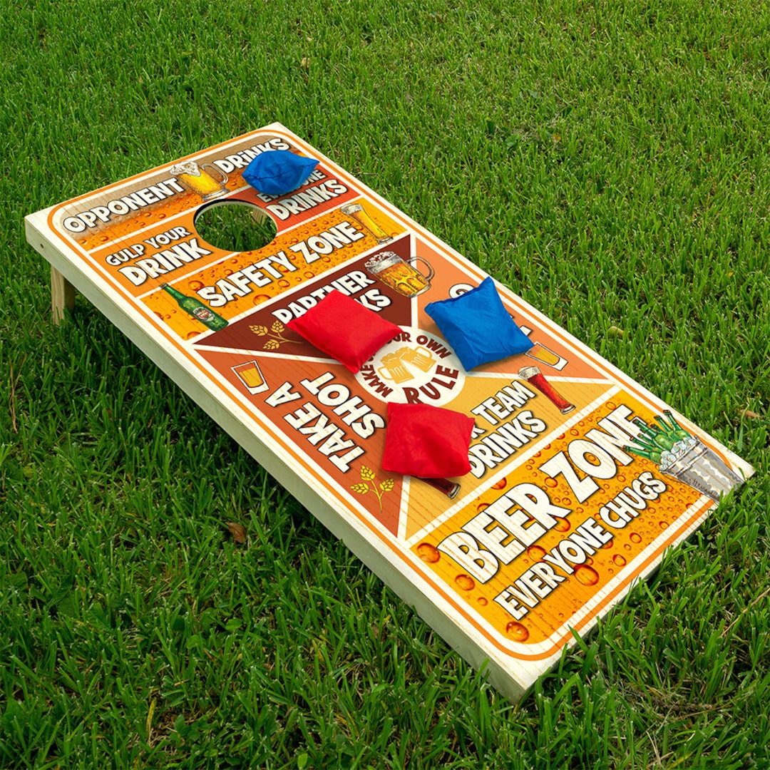 Set of 2 Corn Hole Decal, Fun Beer Drinking Game Cornhole Board Wrap ...