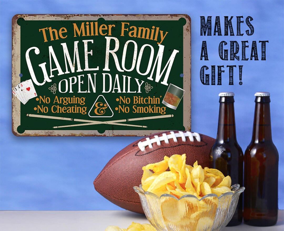 Tin Personalized Game Room Sign-8x12 or 12x18 Use Indoor/outdoor ...