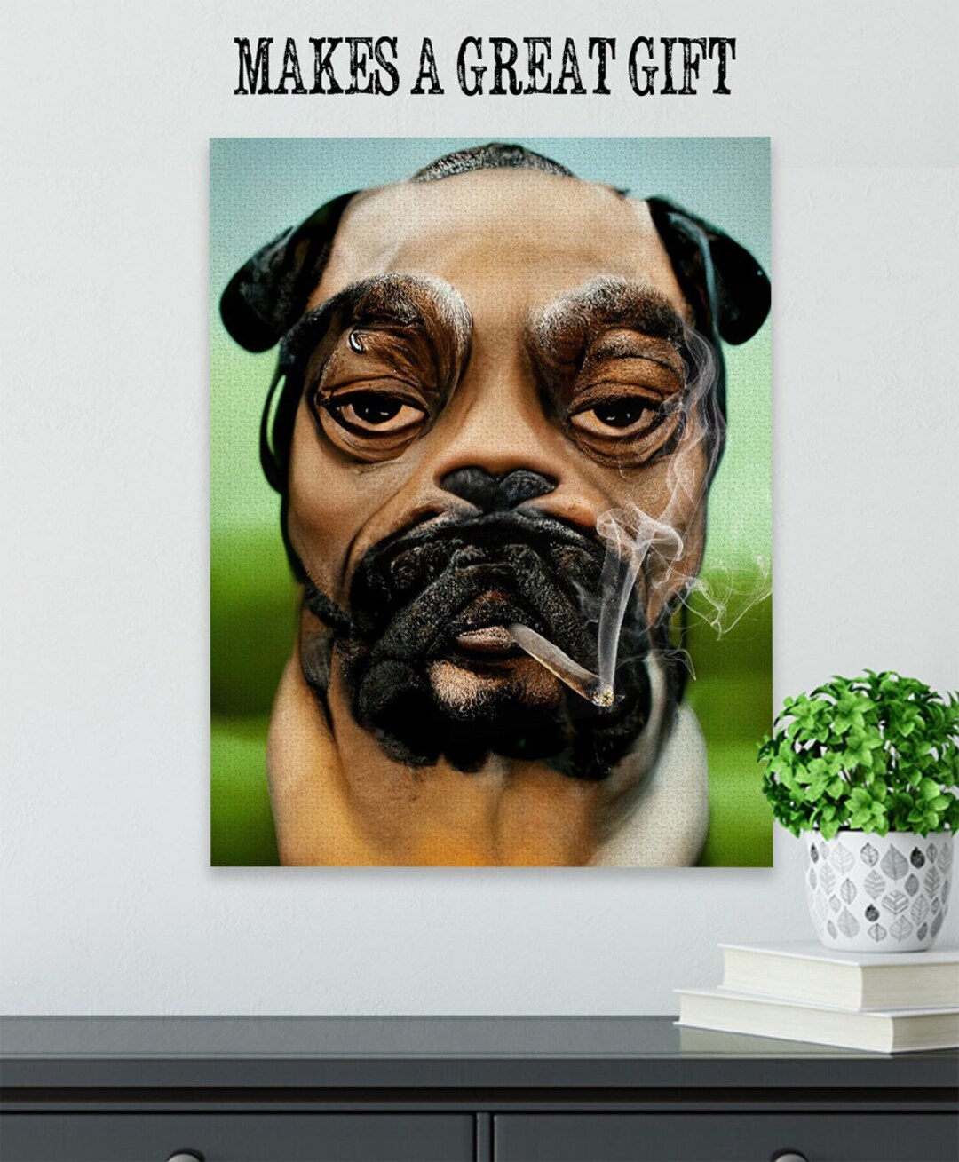 Canvas Rapper Dog Pug Choose Unframed Poster or Canvas Cute Decor and ...